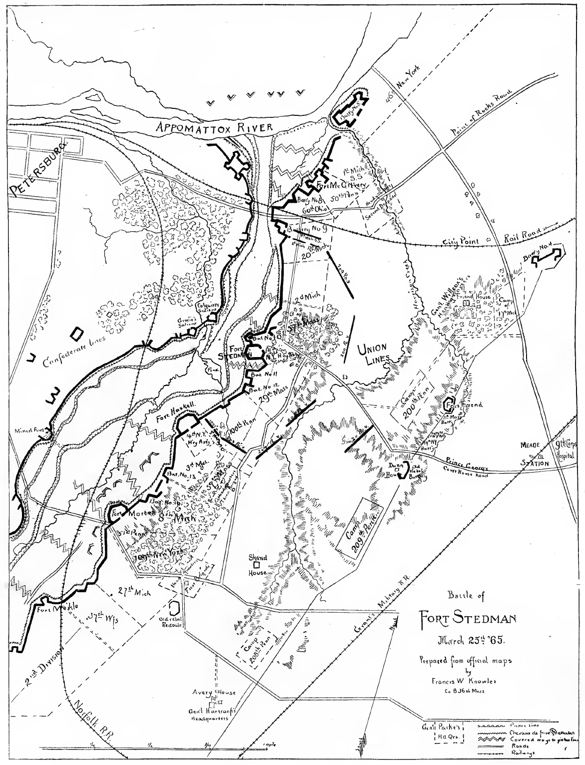 MAP: Battle of Fort Stedman: March 25, 1865 (Battle of Fort Stedman ...