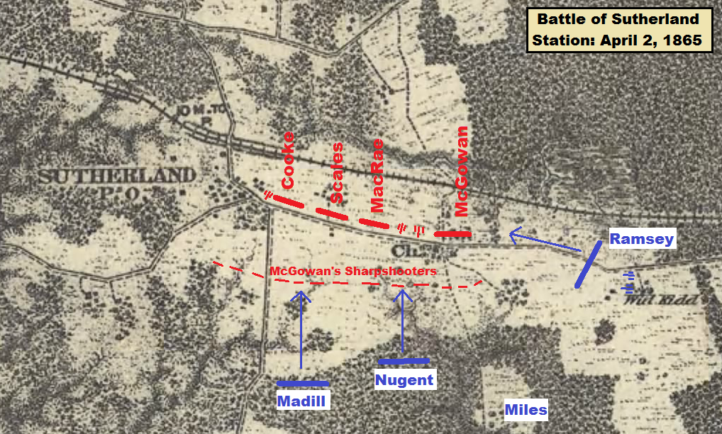 MAP: Battle of Sutherland Station: April 2, 1865 (Michler/Greene)