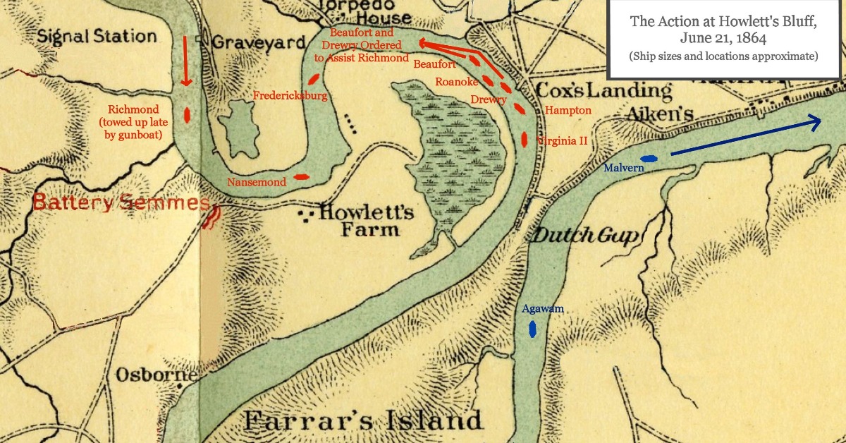 MAP: Action at Howlett’s Bluff, June 21, 1864